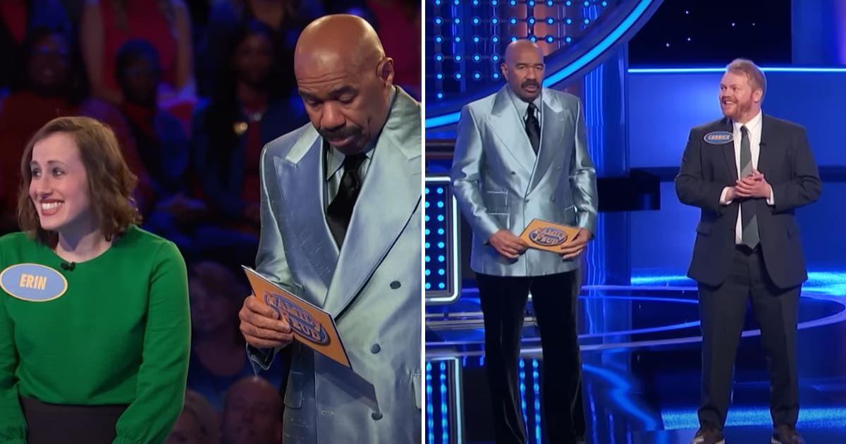 'Family Feud' Steve Harvey smacks a contestant's teammate after she ...