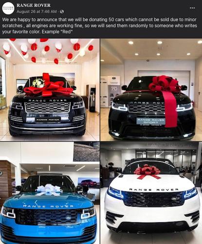This Range Rover Giveaway on Facebook Is a Scam